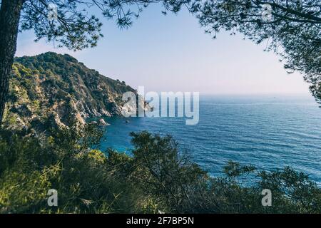 landscape of beaches and coves of the spanish costa brava on a sunny ...