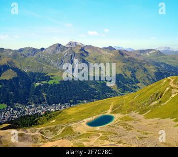 View of Jakobshorn, Davos Switzerland from Schatzalp on a sunny ...