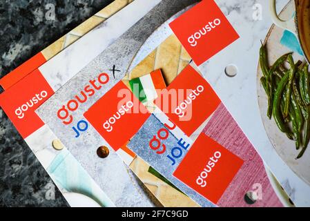 Gousto meal delivery service recipe cards Stock Photo - Alamy