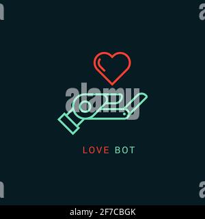 Cute cartoon robots in love. Robot couple, male and female, with heart ...