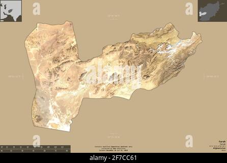 Farah, province of Afghanistan. High resolution satellite map. Corner ...