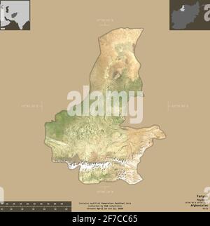 Faryab, province of Afghanistan. High resolution satellite map. Corner ...