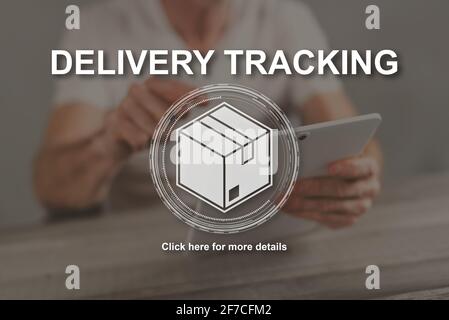 Delivery tracking concept illustrated by a picture on background Stock ...