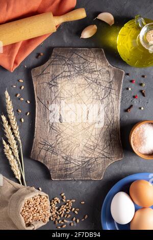 Kitchen table with tablecloth and space for your recipe or menu. Top ...