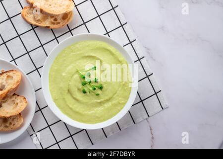 Vichyssoise, classic French chilled cream soup - potato leek, and onion ...