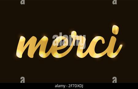 Hand sketched MERCI quote in French as logo. Translated Thank you ...