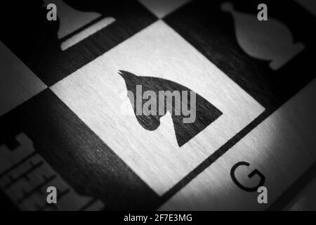 square with a picture of a knight on a chessboard Stock Photo - Alamy
