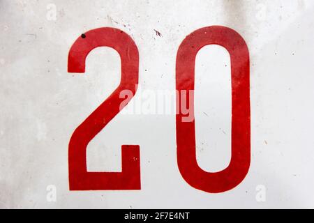 20, number twenty, metal digits on stone background Stock Photo - Alamy
