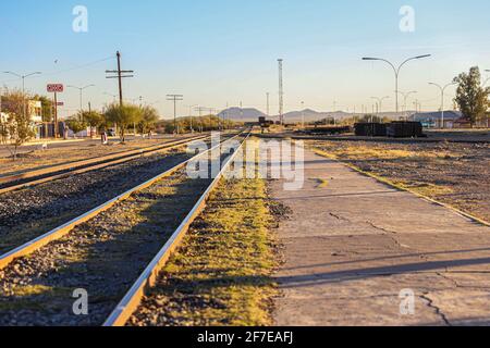 Train tracks at the Ferrocarril Mexicano train station in the Benjamin ...
