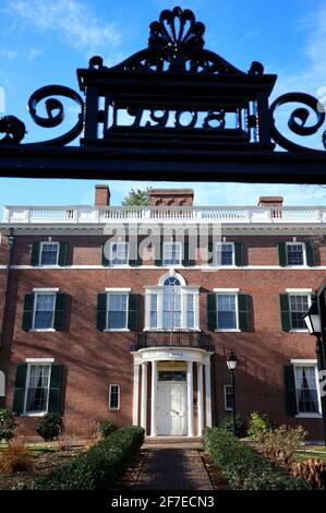 Iron gate marked one of the entrance of Harvard Yard of Harvard ...