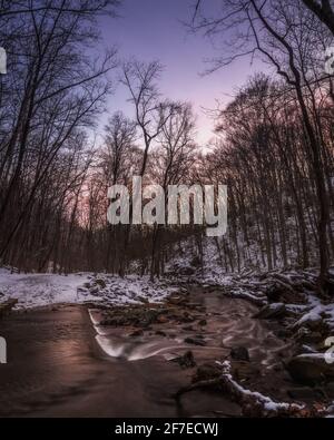The waterfall at Scott's Run Nature Preserve in Northern Virginia under ...