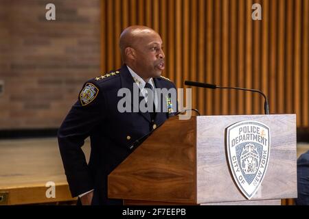 NYPD Chief of Department Rodney Harrison (white shirt) seen speaking ...