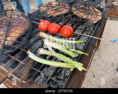 basra, Iraq - april 27, 2020: photo fish grill in the street of basra ...