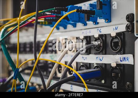 sdi hd signal bnc patch panel cabling in rack Stock Photo - Alamy