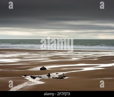 Mewslade beach, Gower, Wales at low tide, September Stock Photo - Alamy