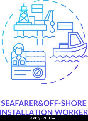 Seafarer and offshore installation worker blue concept icon Stock ...