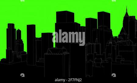 black model of city on green screen - 3D Rendering Stock Photo - Alamy