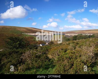 The Avon Dam, near South Brent, Dartmoor, Devon. Remains of mineral ...