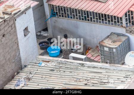 Luanda / Angola - 12/07/2020: Aerial view of a poor neighborhood in the ...