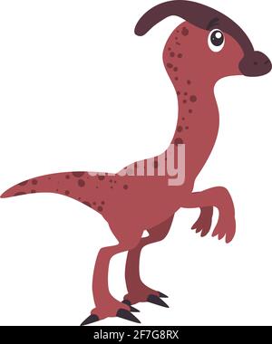 Brown raptor. Cute dinosaur, cartoon design. Flat vector illustration ...