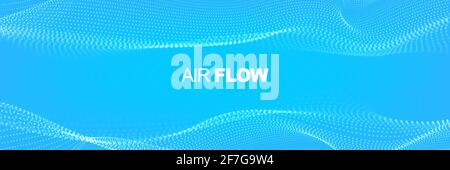 Particle waves showing a stream of clean fresh air. Flowing particles ...