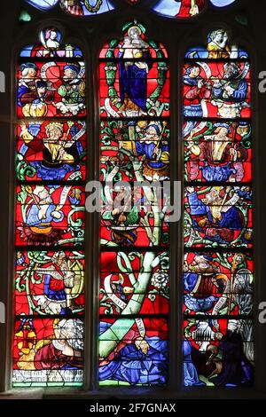 1522 Tree of Jesse stained glass window, Chapel of Notre-Dame de la ...