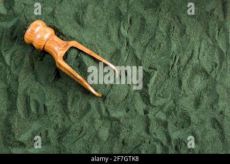 Spirulina algae powder. Top view Stock Photo - Alamy