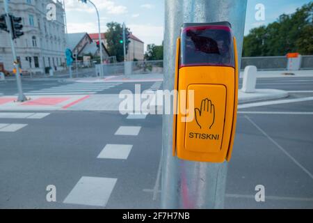Road sign push button for passenger Stock Photo - Alamy