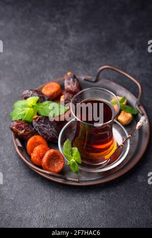 Turkish tea with dried fruits Stock Photo - Alamy