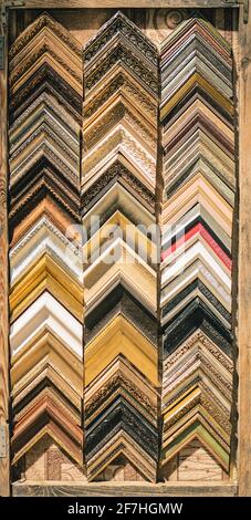 Picture frames and corner samples art craft material Stock Photo - Alamy