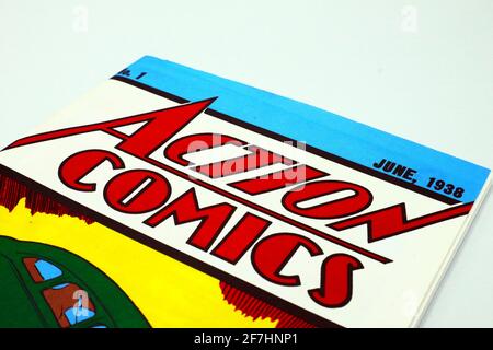 Cover of ACTION COMICS, American Comic book with Superman the first ...