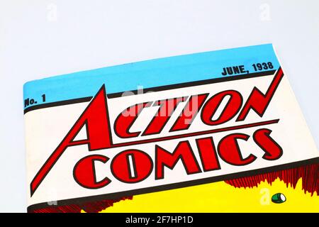 Cover of ACTION COMICS, American Comic book with Superman the first ...