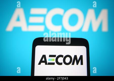 In this photo illustration the AECOM logo of an US engineering company ...
