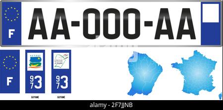 France car license plate pattern, letters, numbers and symbols, vector ...