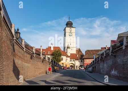 The Council Tower in the historic centre of Sibiu, Romania Stock Photo ...