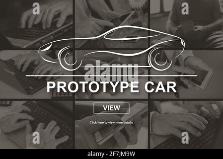Prototype car concept illustrated by pictures on background Stock Photo ...