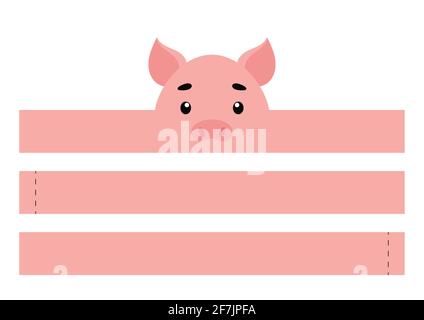 Printable pig paper crown. Diy cut party ribbon template for birthday ...