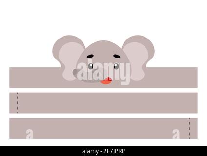Printable elephant paper headband. Party crown die cut template for ...