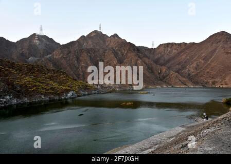 Al Rafisah Dam in Khor Fakkan in the United Arab Emirates aerial view ...