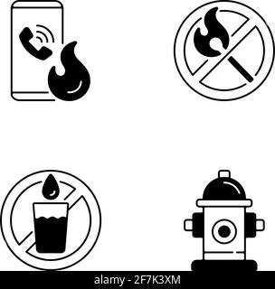 Fire black solid icons. Flame vector silhouette Stock Vector Image ...