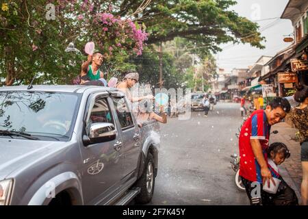 LUANG PRABANG, LAOS - APRIL 10, 2013: Songkran Festival also known as ...