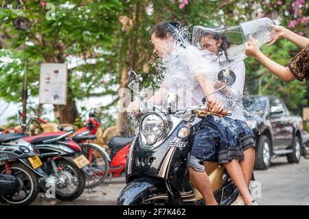 LUANG PRABANG, LAOS - APRIL 10, 2013: Songkran Festival also known as ...