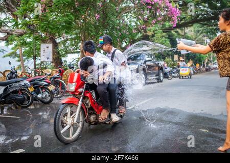 LUANG PRABANG, LAOS - APRIL 10, 2013: Songkran Festival also known as ...