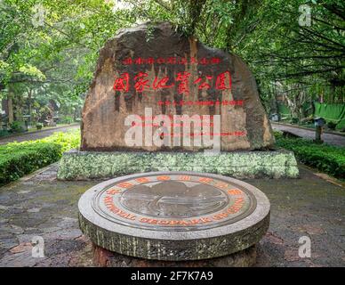 Haikou China , 22 March 2021 : Unesco rock sign of the Leiqiong Global ...