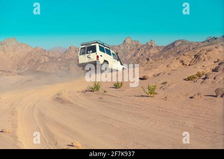 4x4 off-road safari. Egypt. All-terrain vehicle racing Sinai desert ...