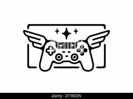 Joystick icon Black line art vector in black and white outline set ...