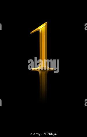 Golden Symbol for Number 1 on a Black Background - Icon 8 Stock Photo ...