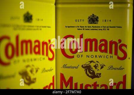 Colmans original English mustard powder and tin and preprepared mustard ...