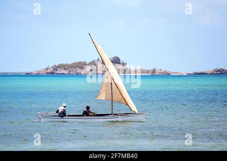 Traditional fisherman sailing boat, Rodrigues island, Mauritius Stock ...