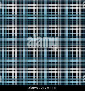 Black, blue and white fabric texture check tartan seamless pattern ...